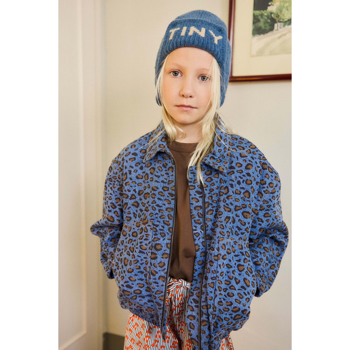 Tinycottons - Animal Print Denim Fleece Jacket